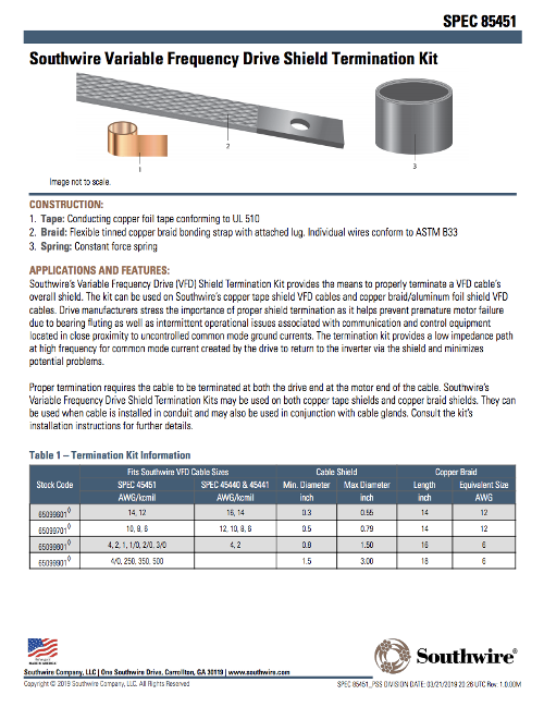 VFD TERMINATION KITS - APPLICATIONS AND FEATURES: